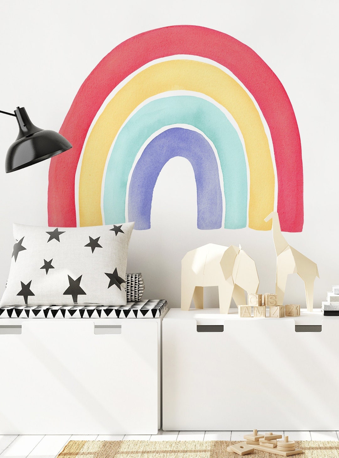 Watercolor Rainbow Wall Sticker, Red - Peel and Stick - Etsy