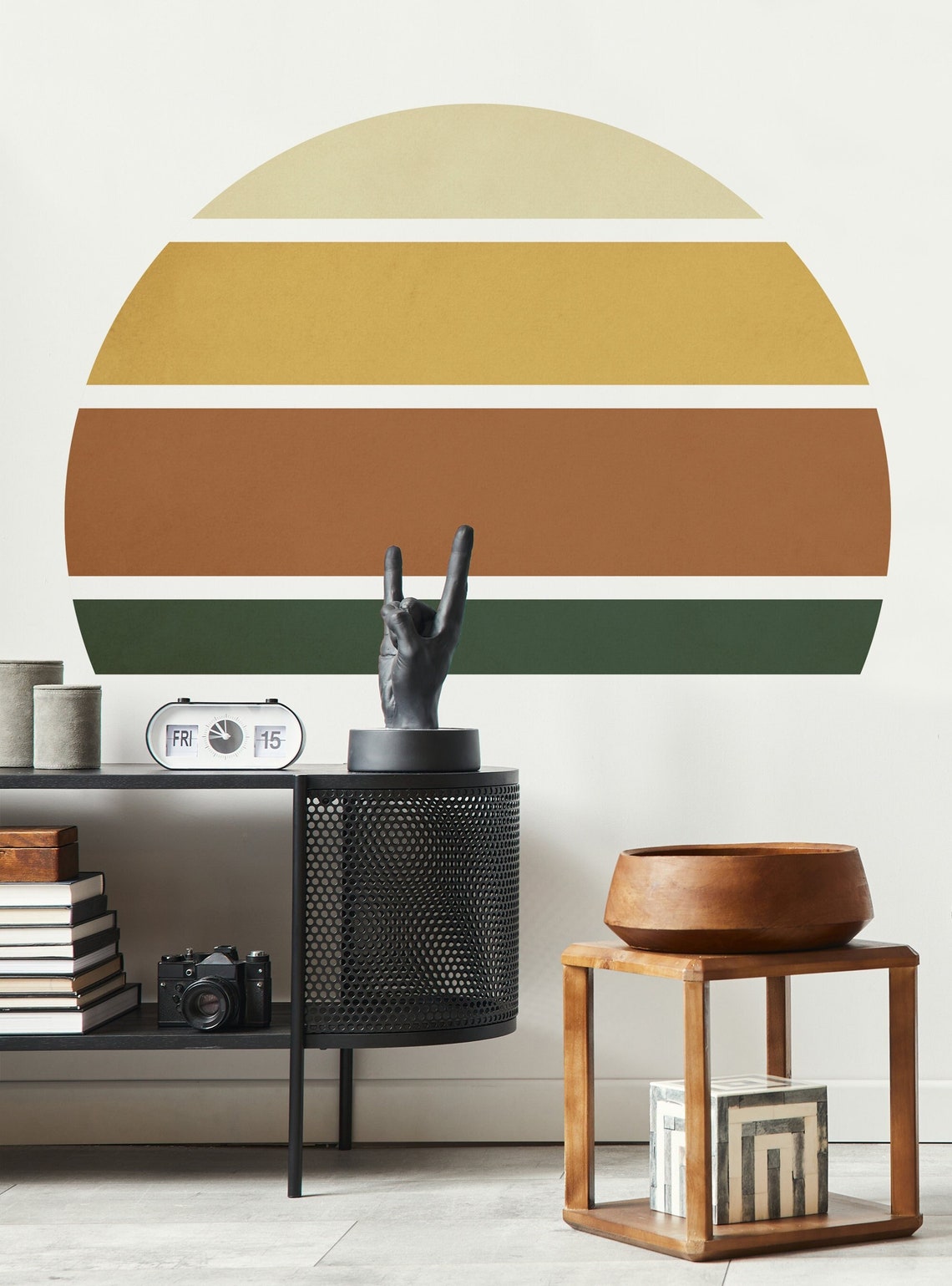Retro Rising Sun - Earthy - Peel and Stick Wall Sticker - Etsy