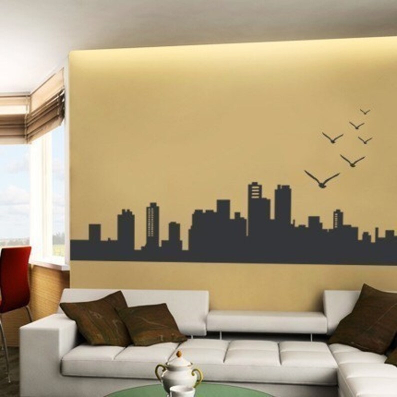 City Skyline Decal Vinyl Wall Decal - Etsy