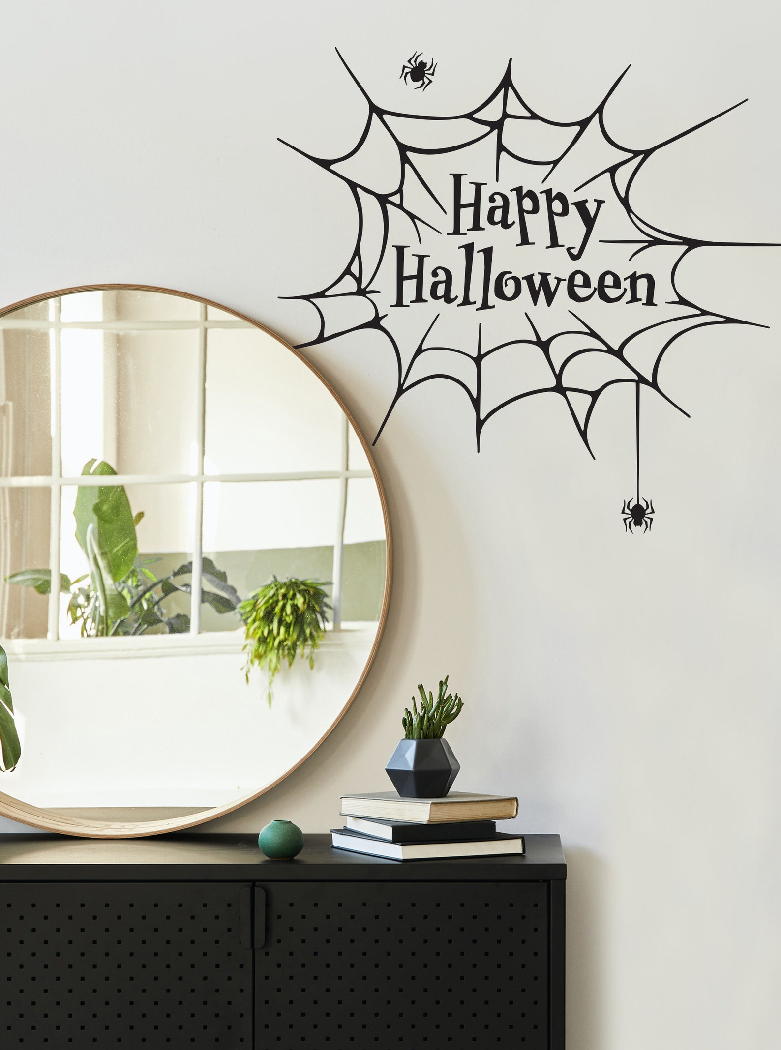 Happy Halloween Spider Web Wall Decal Halloween Decoration | Etsy