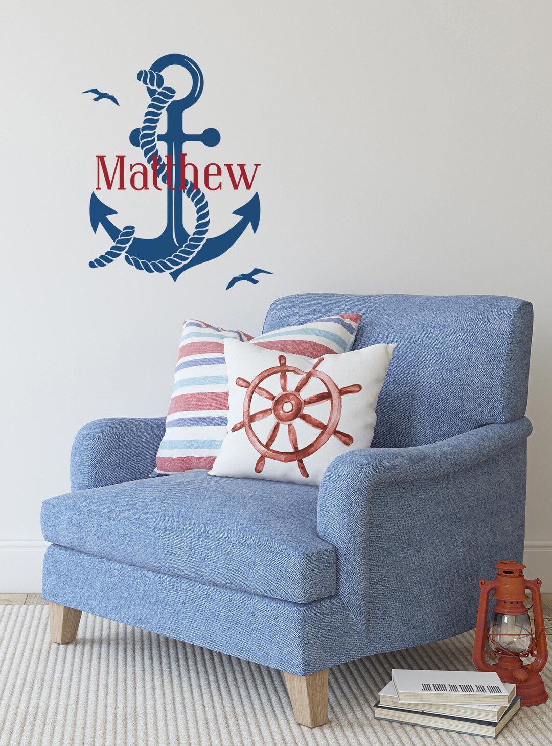 Personalized Anchor Wall Decal, Name Decals for Nursery, Personalized Name Decal - Etsy