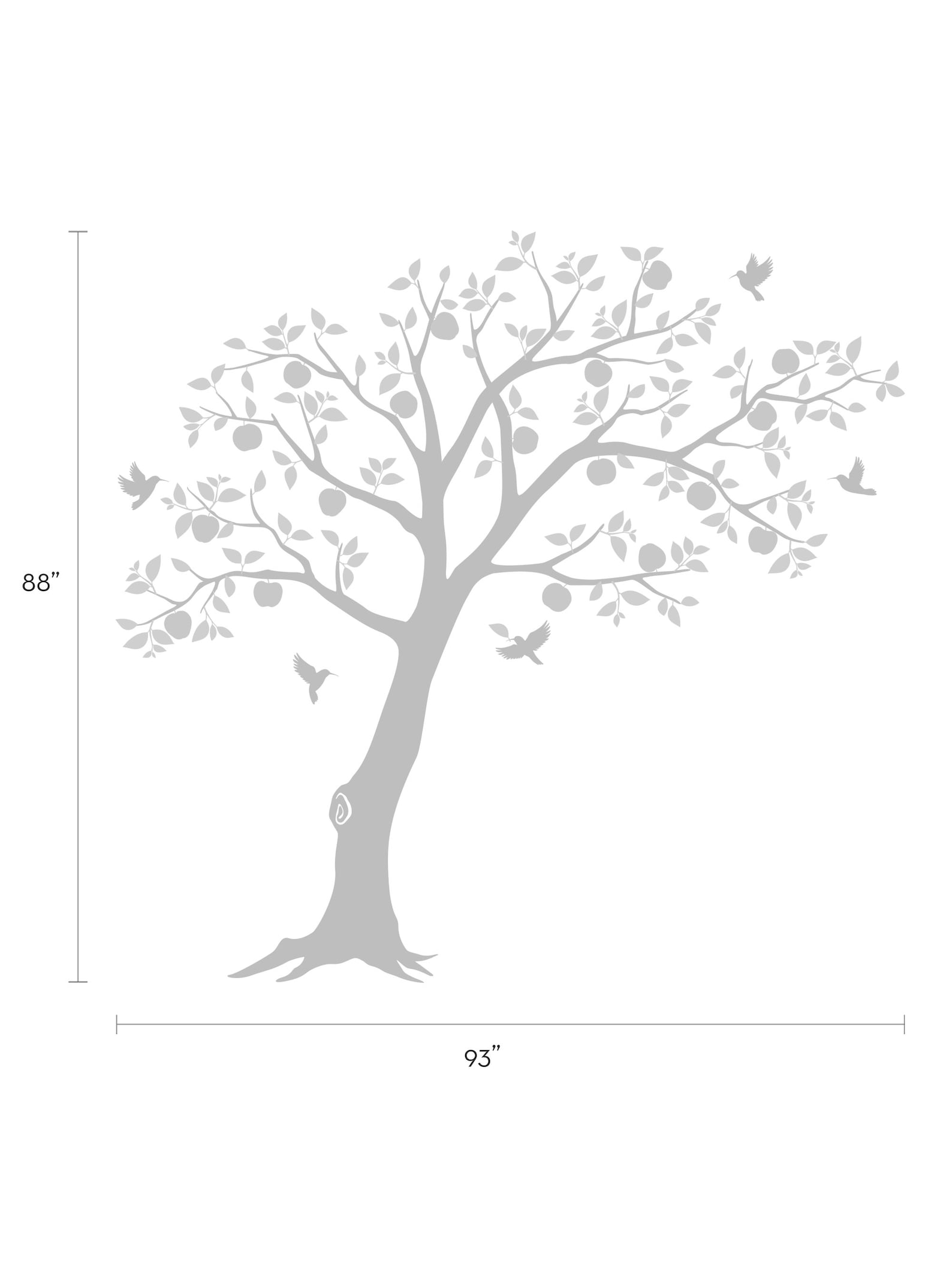 Apple Tree Wall Decal: Hummingbirds, Leaves, Apples - Etsy