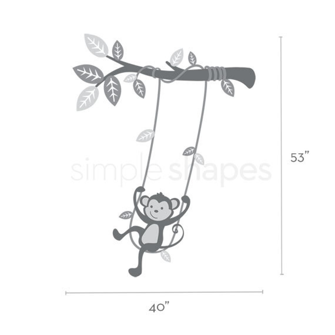 Monkey on a Swing Wall Decal Kids Vinyl Wall Sticker Decal | Etsy