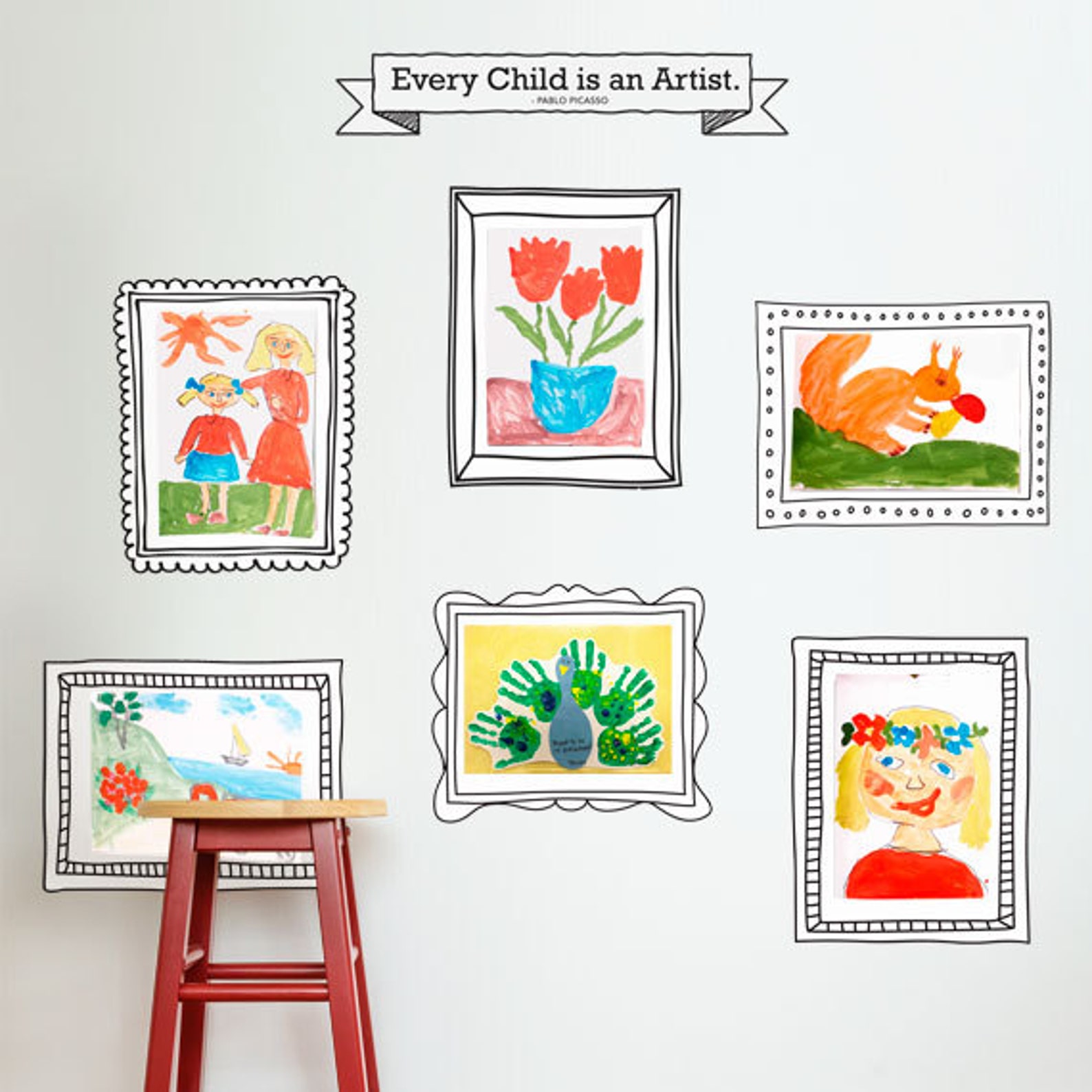 Kids Art Display Frames Photo Frames Wall Stickers Peel - Etsy