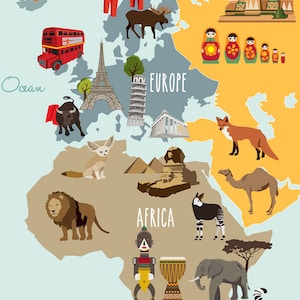 World Map Peel and Stick Poster Sticker - Etsy Canada