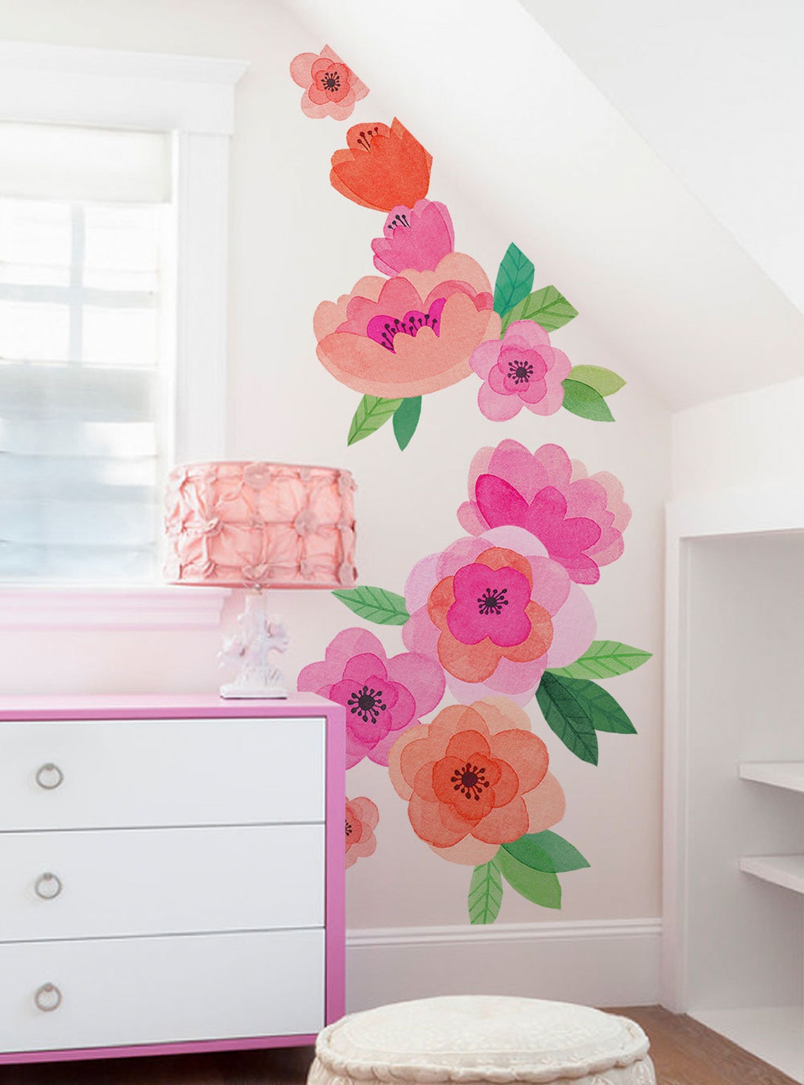 Kids Watercolor Flower Wall Sticker-w1158 - Etsy