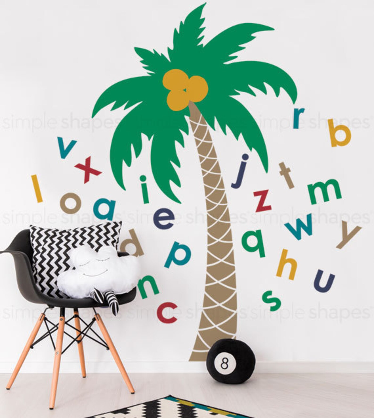 Alphabet Palm Tree Wall Decal Nursery Wall Decal Nursery - Etsy