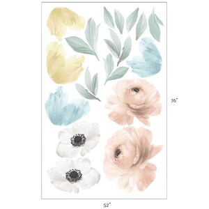 Floral Wall Sticker, Summer Pastel Floral Wall Stickers - Peel and ...