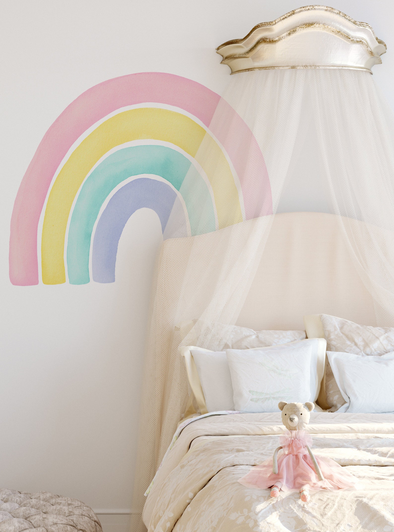 Watercolor Rainbow Wall Sticker Pink Peel and Stick | Etsy