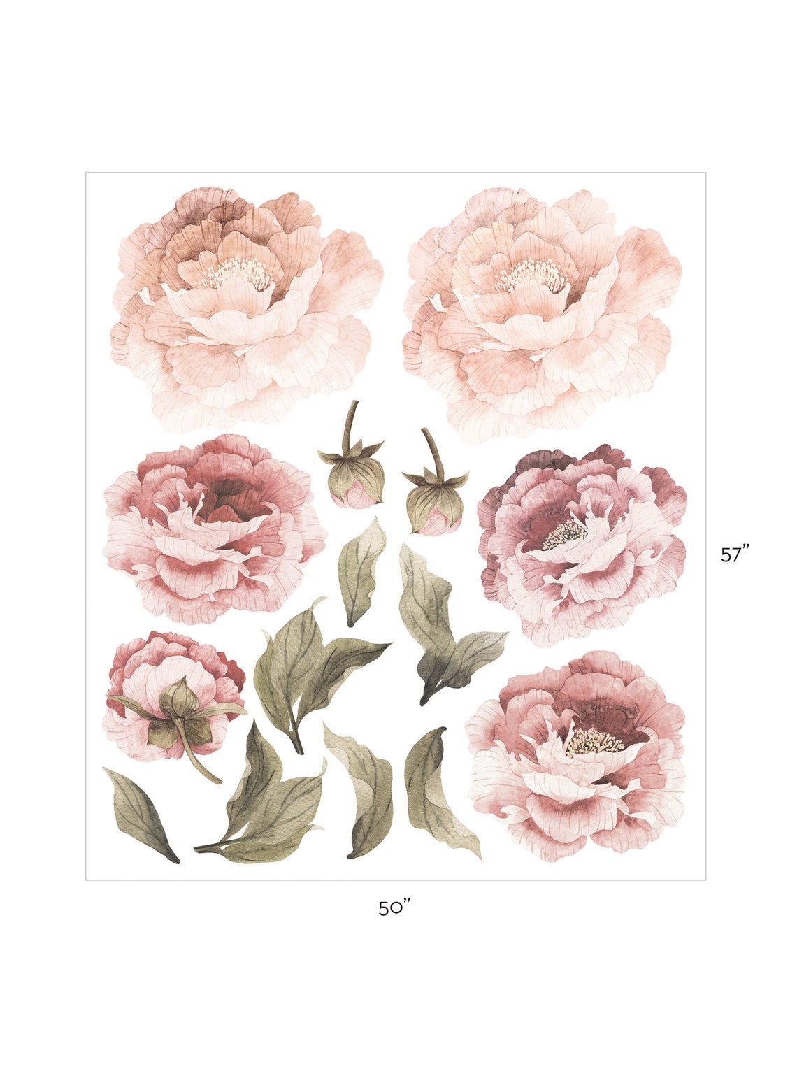 Bloom Flower Wall Stickers Green Peel and Stick Removable - Etsy