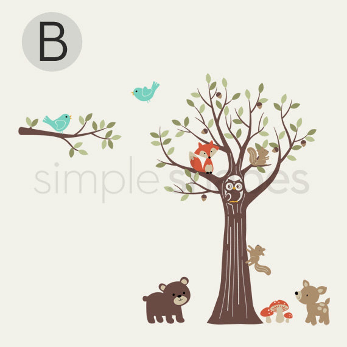 Tree With Forest Friends Decal Set Kid's Nursery Room - Etsy