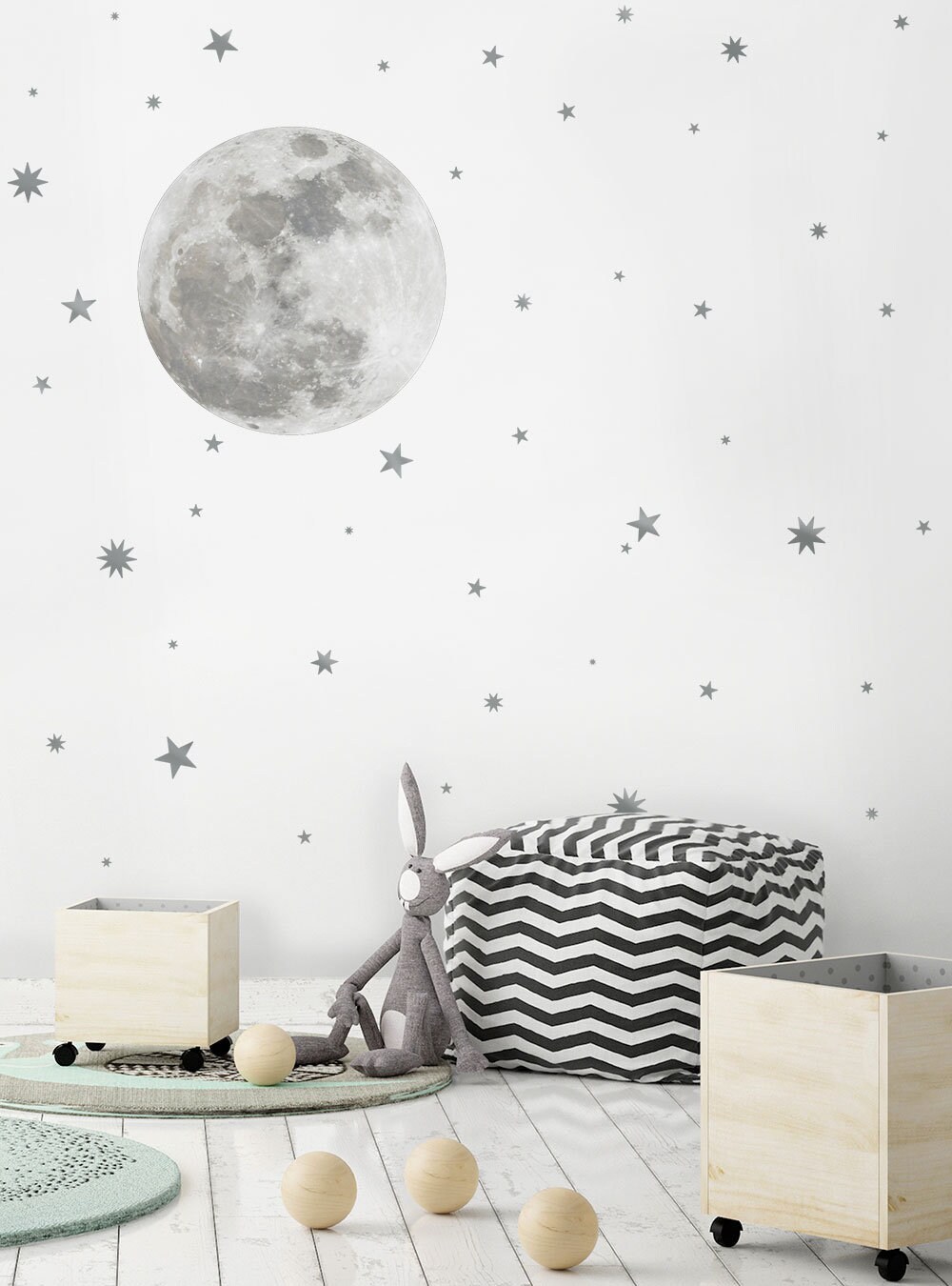 Moon And Stars Wall Sticker Moon Wall Sticker Star Wall Etsy