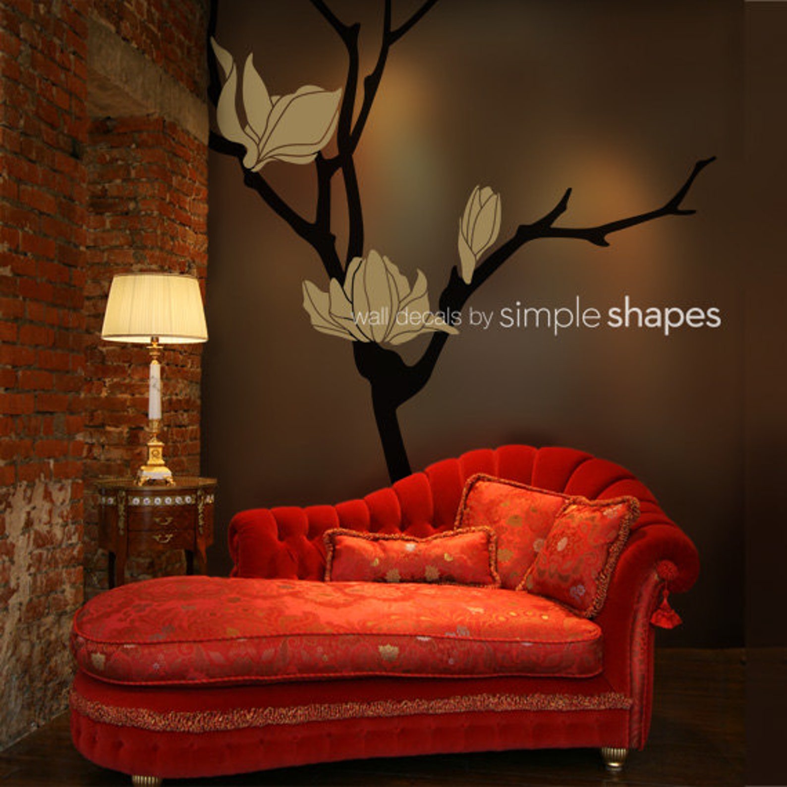 Magnolia Flower Branch Decal | Etsy