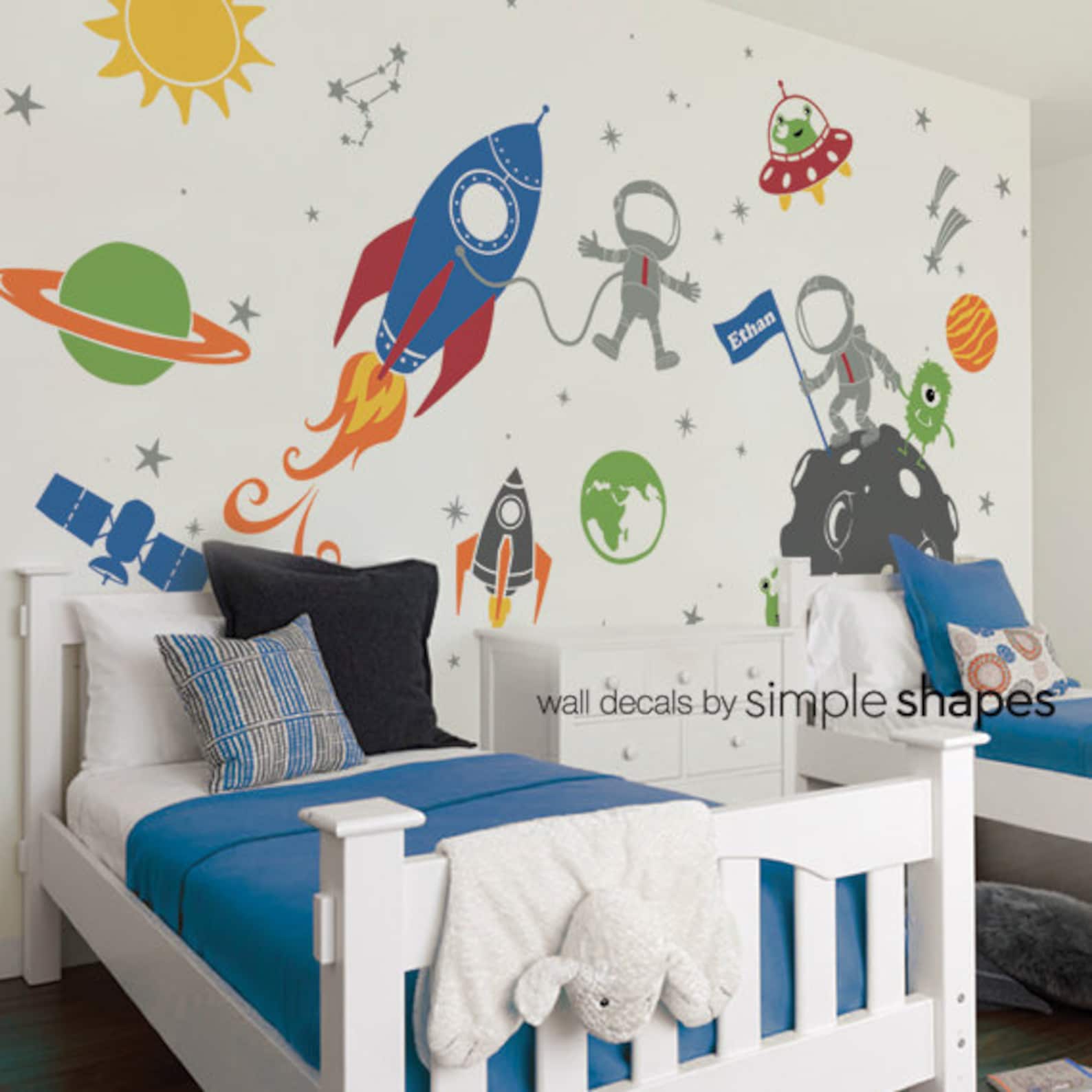 Outer Space Wall Decal Stars Planets Astronaut Rocket Ship - Etsy Canada