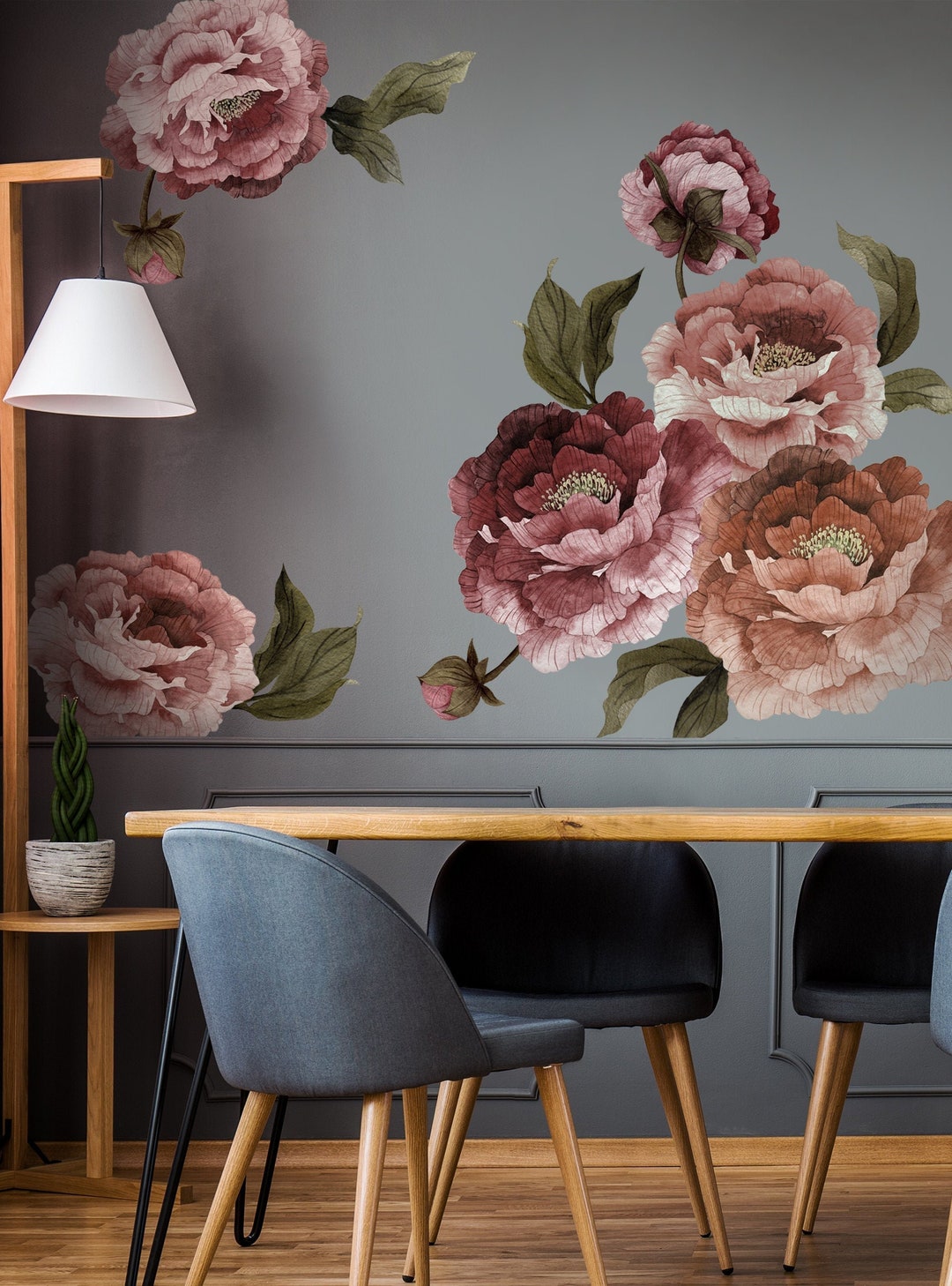 Bloom Flower Wall Stickers, Dark - Peel and Stick Removable Stickers - Etsy