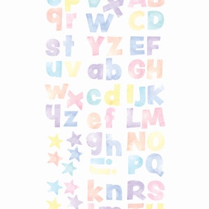 Watercolor Alphabet Wall Stickers, Pastel - Peel and Stick Wall ...