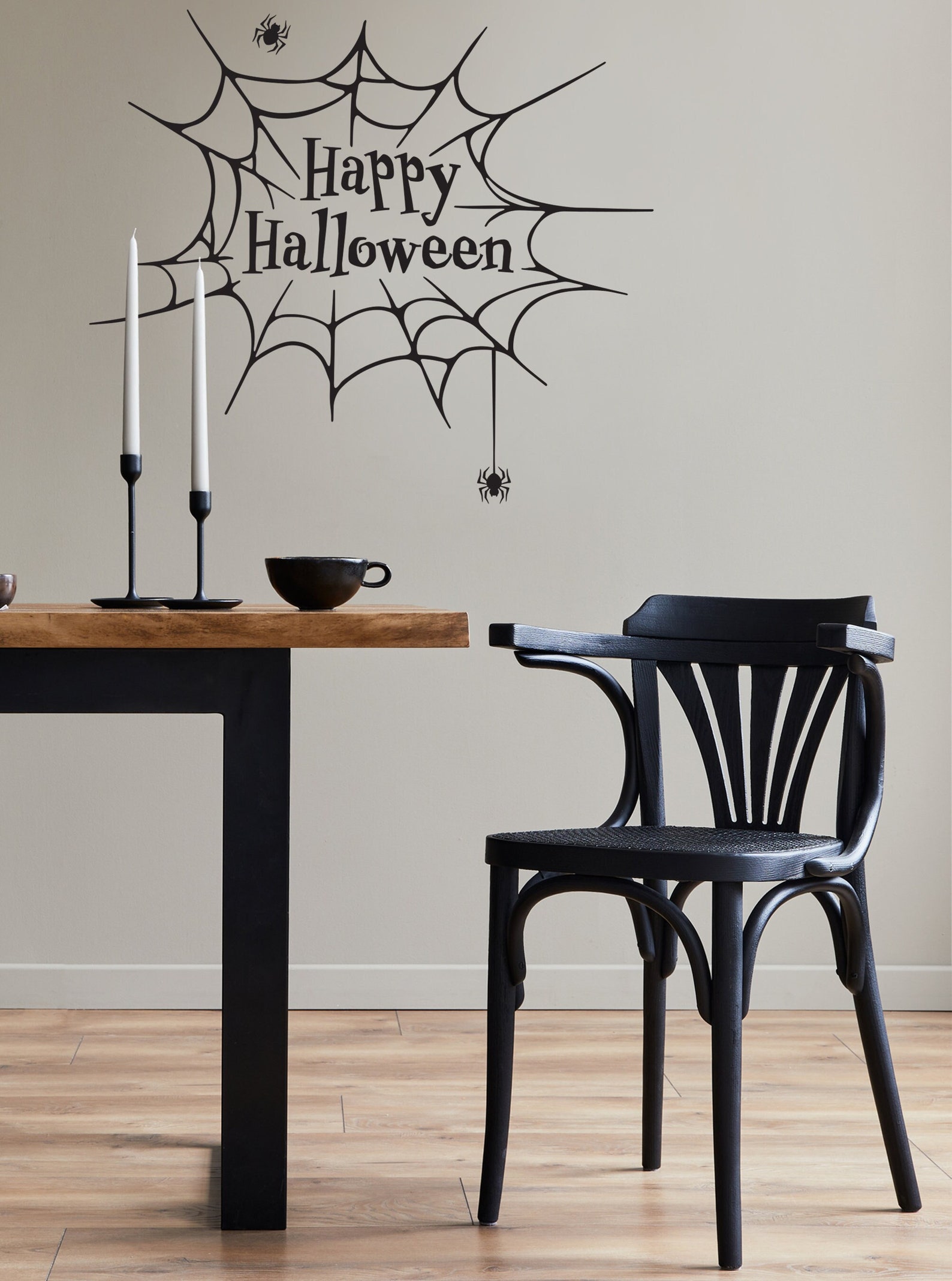 Happy Halloween Spider Web Wall Decal Halloween Decoration | Etsy