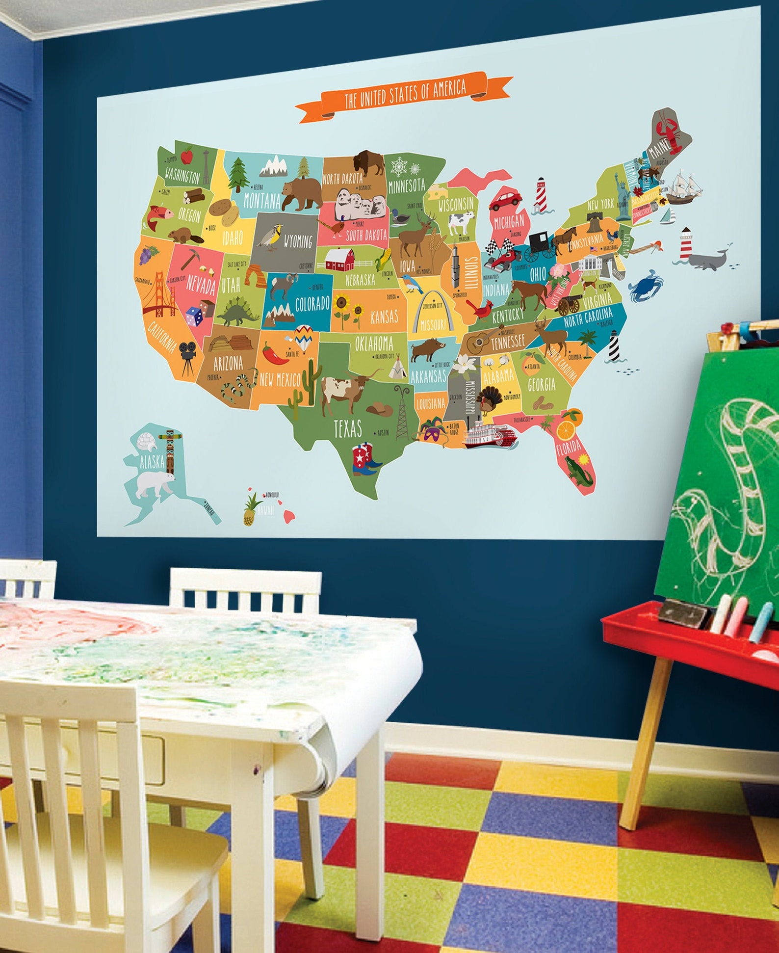 USA Map - Peel and Stick Poster Sticker - Etsy