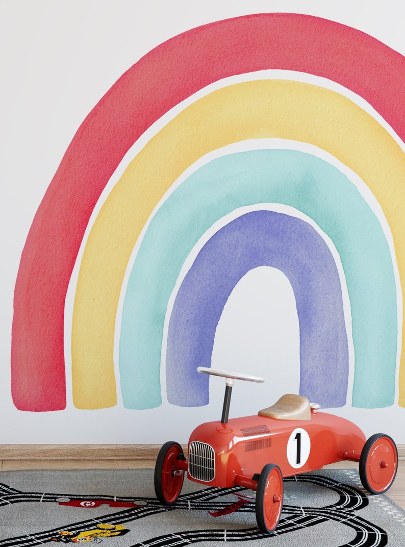 Watercolor Rainbow Wall Sticker Red Peel and Stick | Etsy