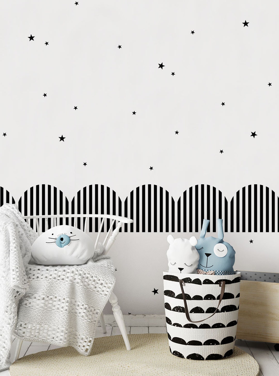 Striped Ribbons and Stars - Vinyl Wall Sticker Decal - Etsy