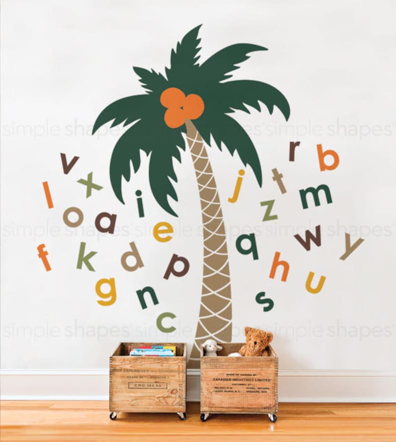 Alphabet Palm Tree Wall Decal: Nursery ABC Decor - Etsy