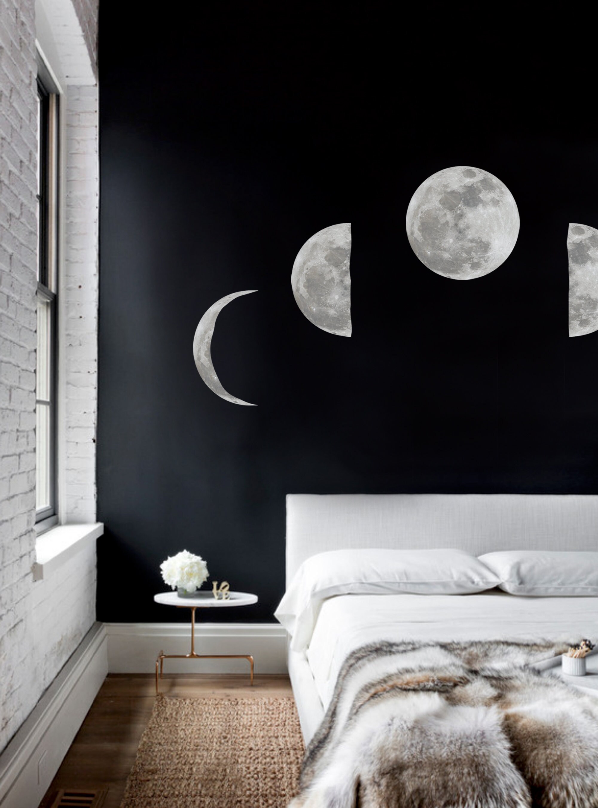 Moon Phases Wall Sticker Moon Wall Sticker Peel and Stick | Etsy