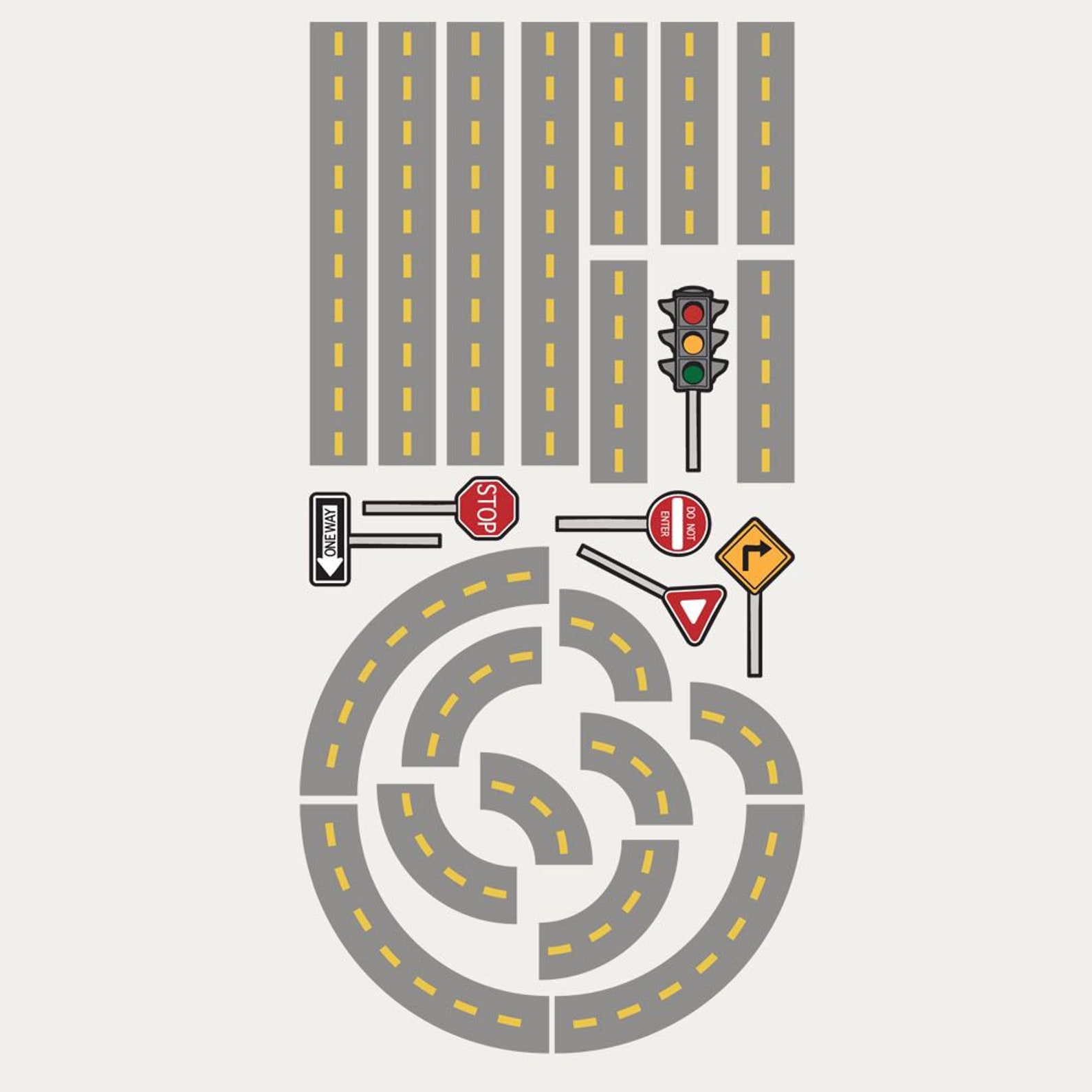 Roads Peel and Stick Repositionable Stickers | Etsy