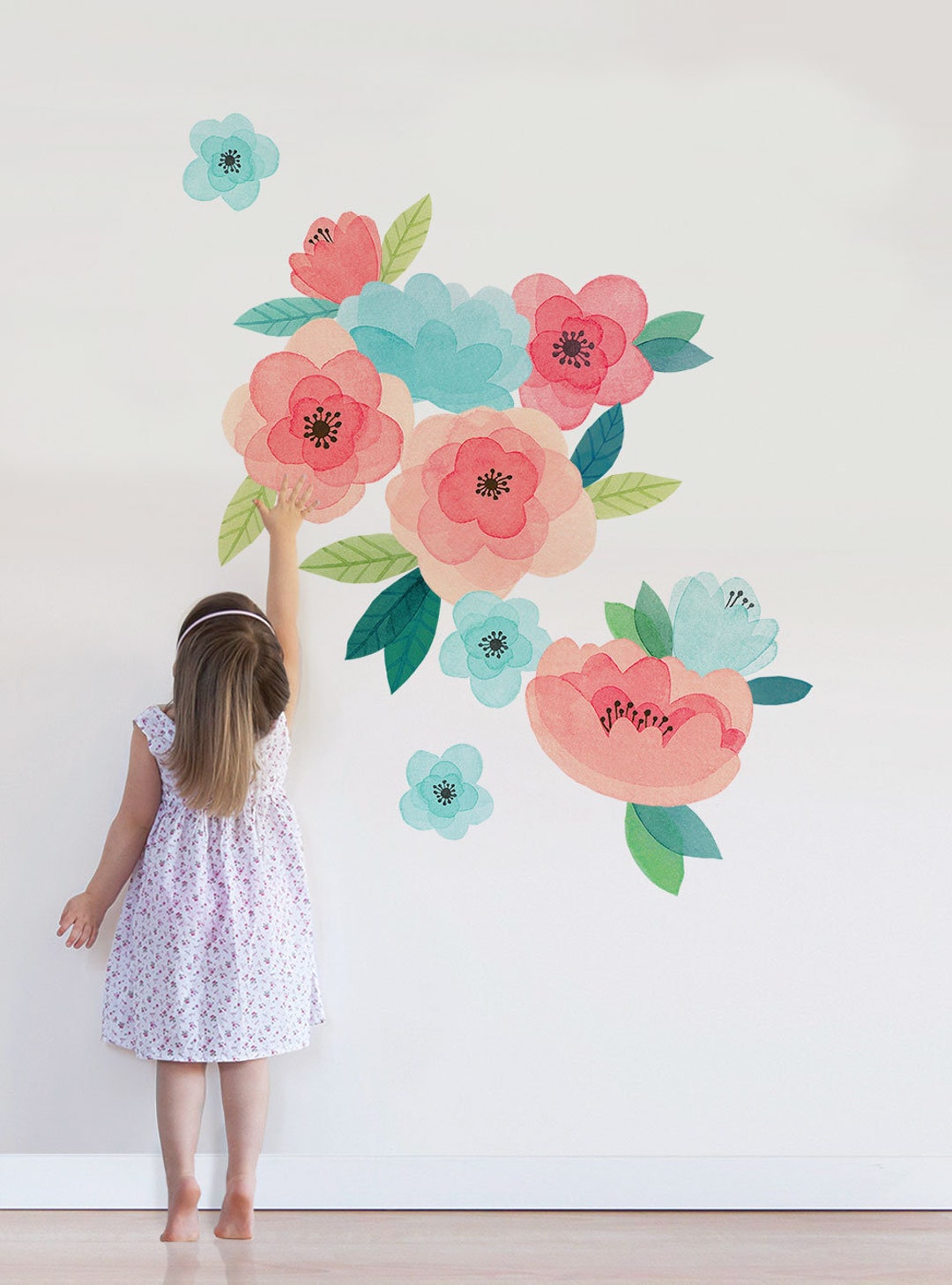 Kids Watercolor Flower Wall Sticker-w1158 - Etsy
