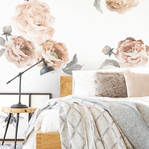 Bloom Flower Wall Stickers, Light Grey - Peel and Stick Removable ...