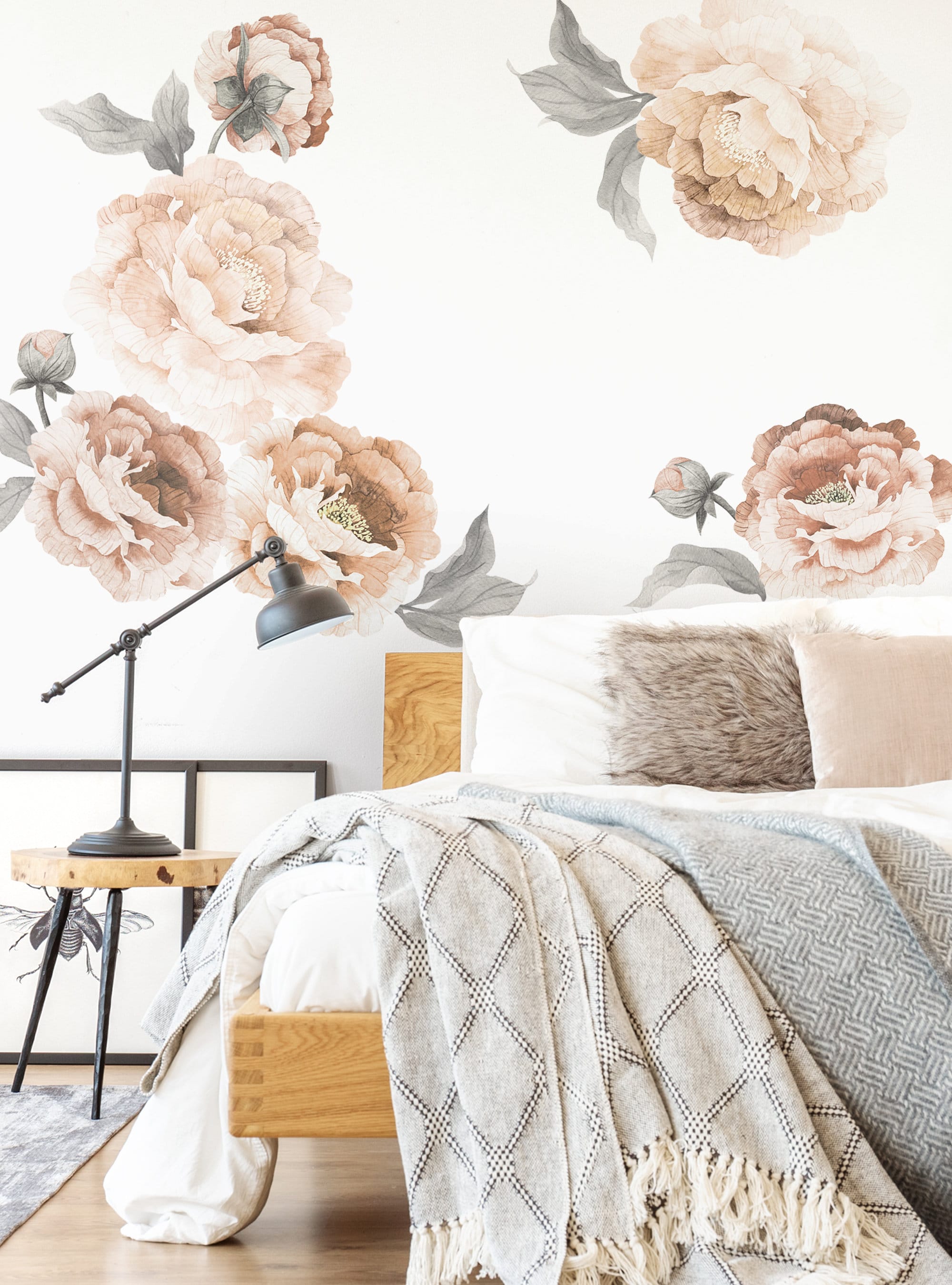 Bloom Flower Wall Stickers, Light Grey - Peel and Stick Removable ...