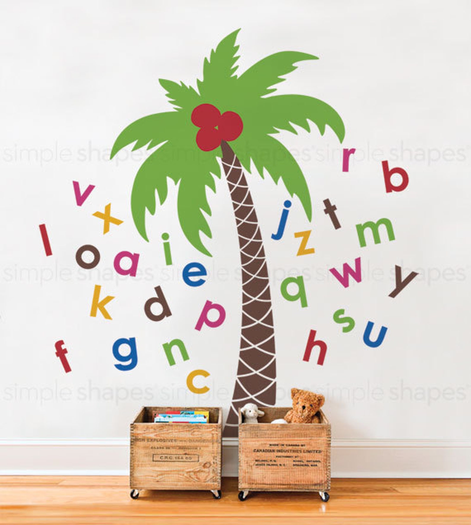 Alphabet Palm Tree Wall Decal Nursery Wall Decal Nursery - Etsy
