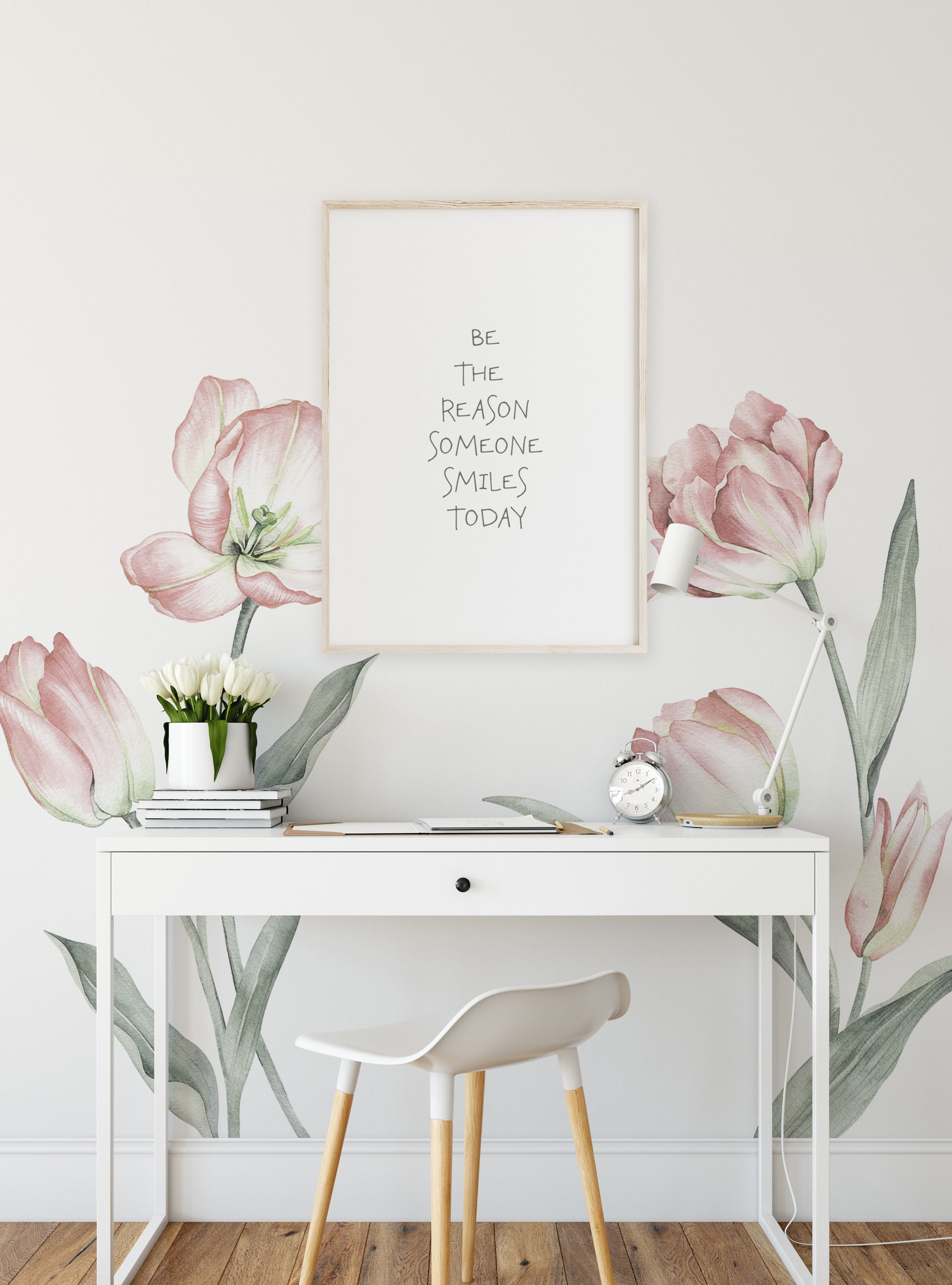 Garden Tulips, Blush Wall Stickers - Peel and Stick Removable Stickers ...