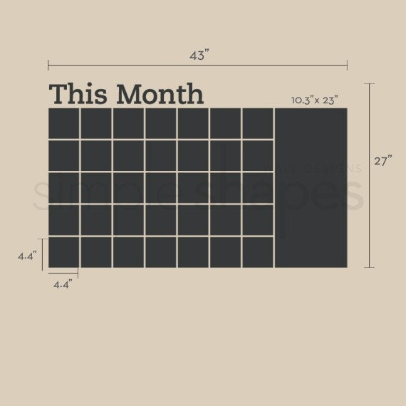 Chalkboard Wall Calendar With Memo Vinyl Wall Decal | Etsy