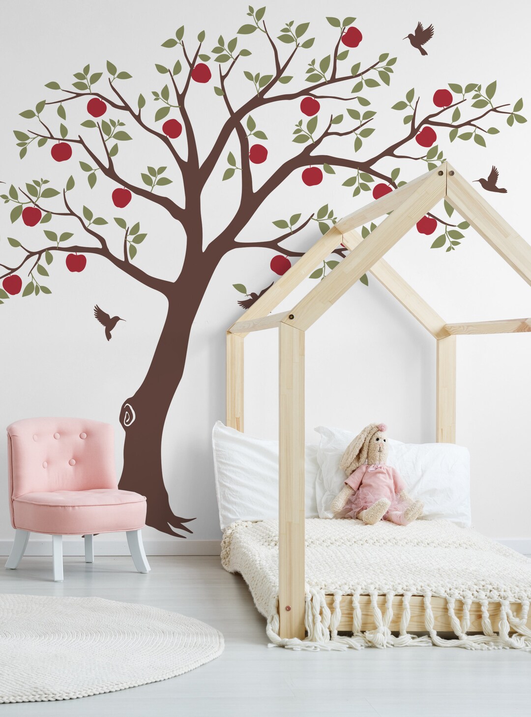Apple Tree With Hummingbirds Wall Decal, Vinyl Tree Wall Decal - Etsy