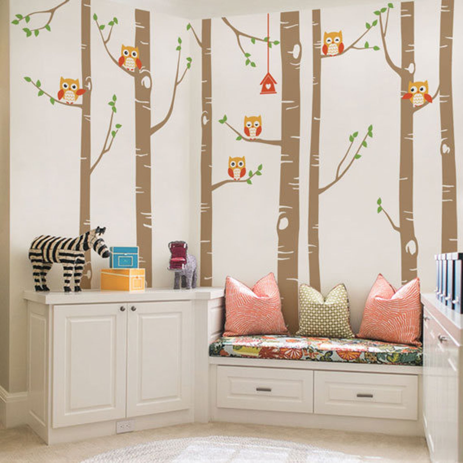 Birch Tree With Owls Wall Sticker Set Birch Tree Decal Baby - Etsy