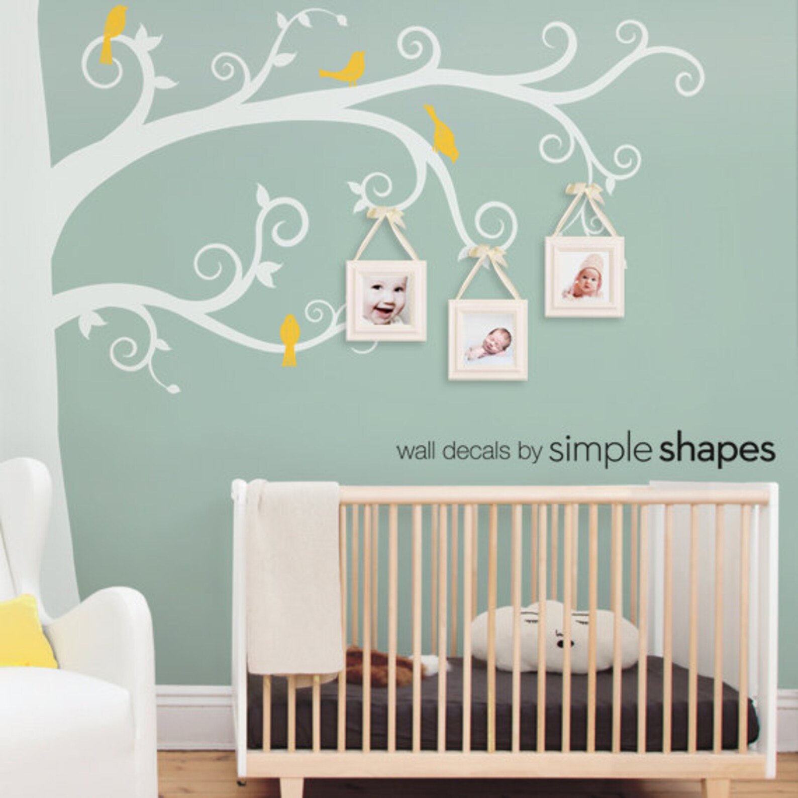 Corner Tree Wall Decal Swirly Branch Tree Decal Nursery Tree | Etsy
