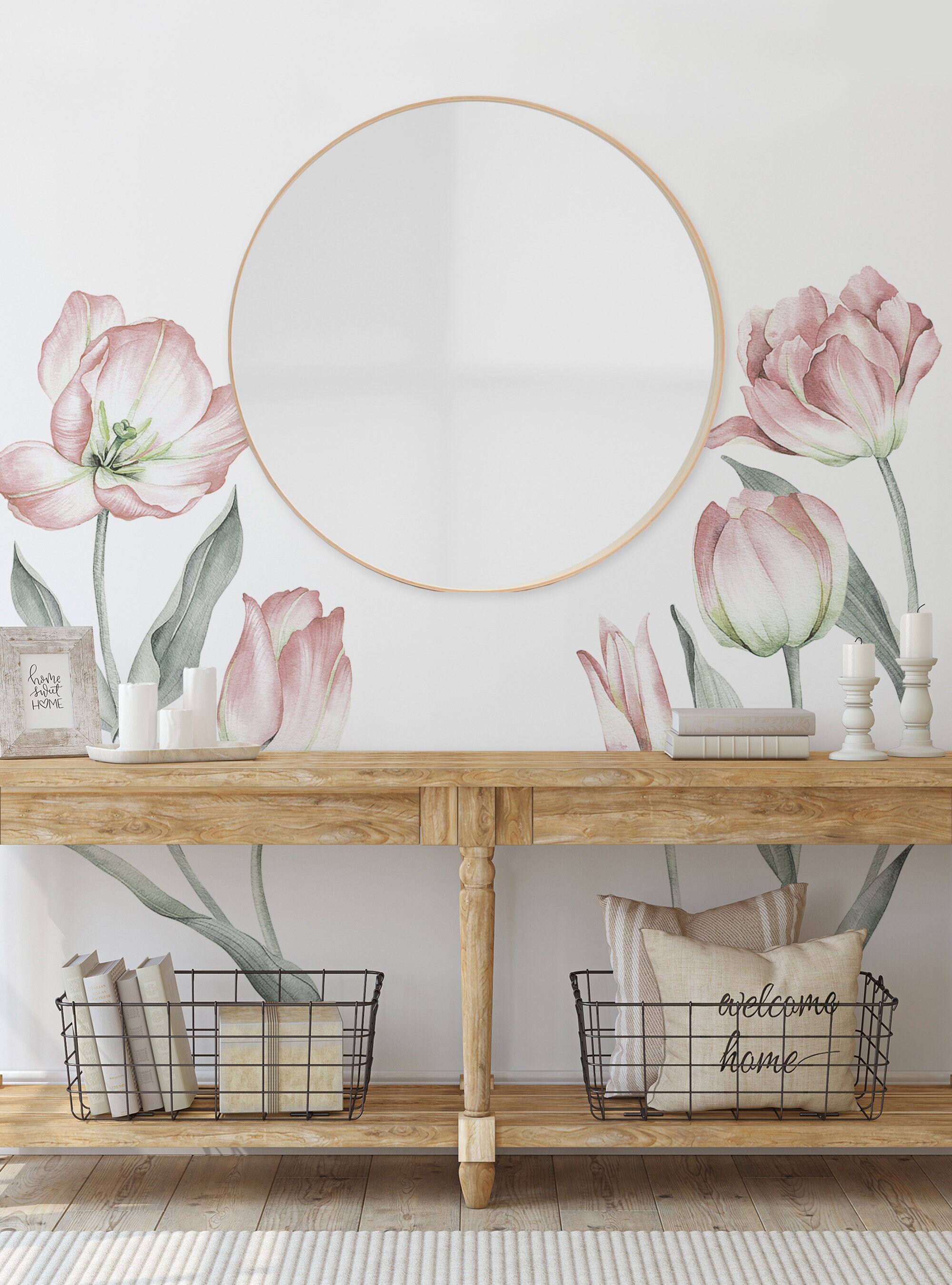 Garden Tulips, Blush Wall Stickers - Peel and Stick Removable Stickers ...