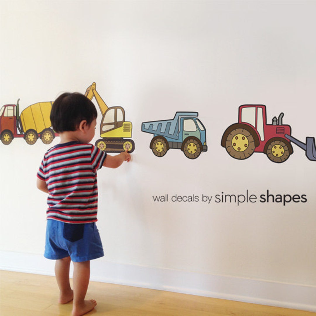 Construction Vehicle - Peel and Stick Repositionable Stickers - Etsy