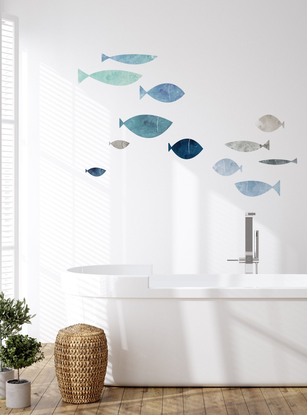 School of Fish Wall Sticker, Ocean Shore - Peel and Stick - Etsy