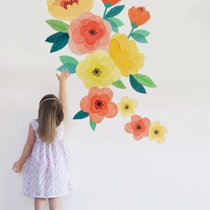 Kids Watercolor Flower Wall Sticker-w1158 - Etsy