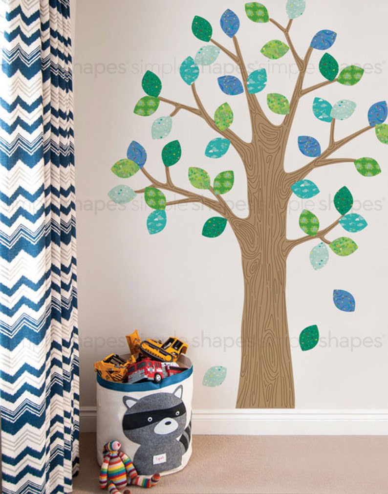 Wall Decal Kids Pattern Tree With Leaves Peel and Stick - Etsy
