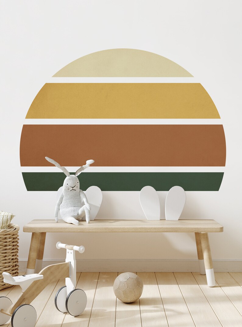 Retro Rising Sun - Earthy - Peel and Stick Wall Sticker - Etsy