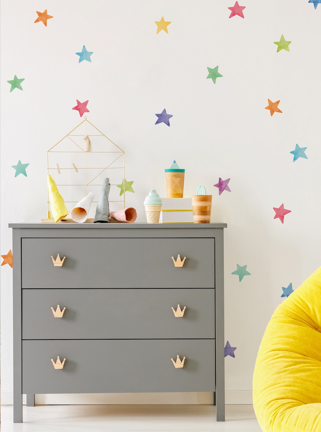 Watercolor Stars Wall Stickers, Rainbow, Irregular-shaped Stars, Stars ...