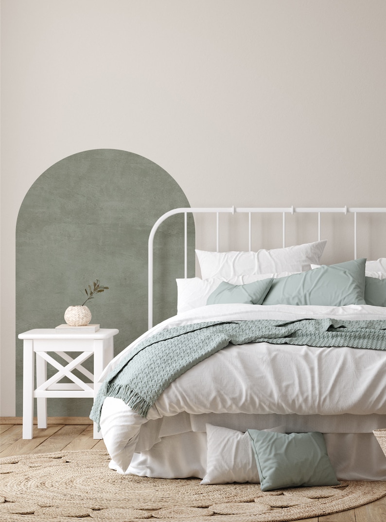Venetian Plaster Faux Texture Arch Wall Sticker, Sage - Peel and Stick ...