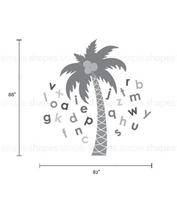 Alphabet Palm Tree Wall Decal Nursery Wall Decal Nursery | Etsy