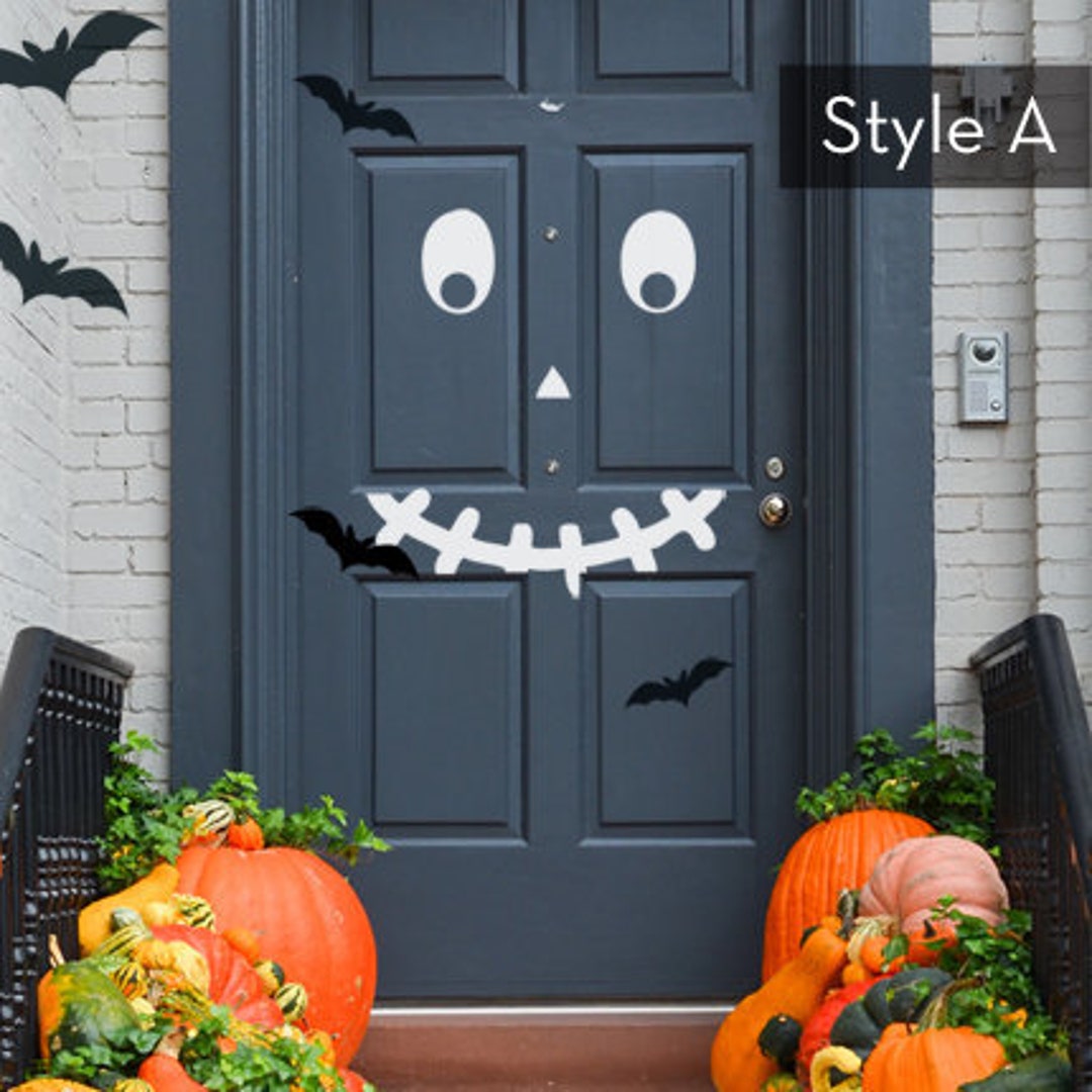 Halloween Pumpkin Face Door Decal: Spooky Vinyl Decoration - Etsy