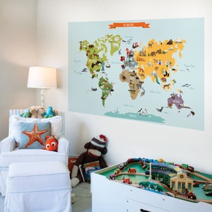World Map Peel and Stick Poster Sticker - Etsy Canada