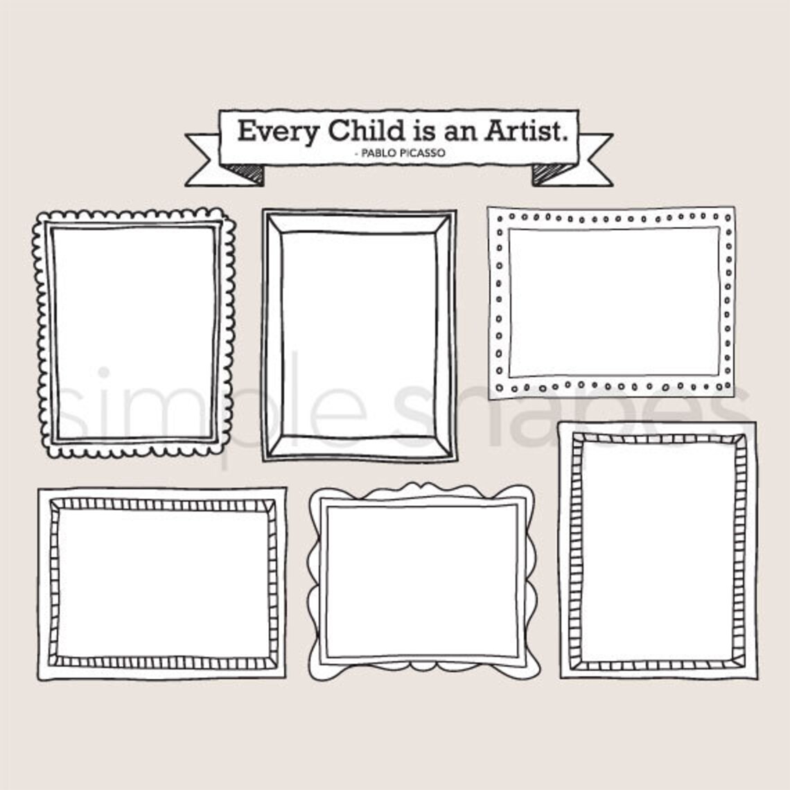 Kids Art Display Frames Photo Frames Wall Stickers Peel - Etsy UK