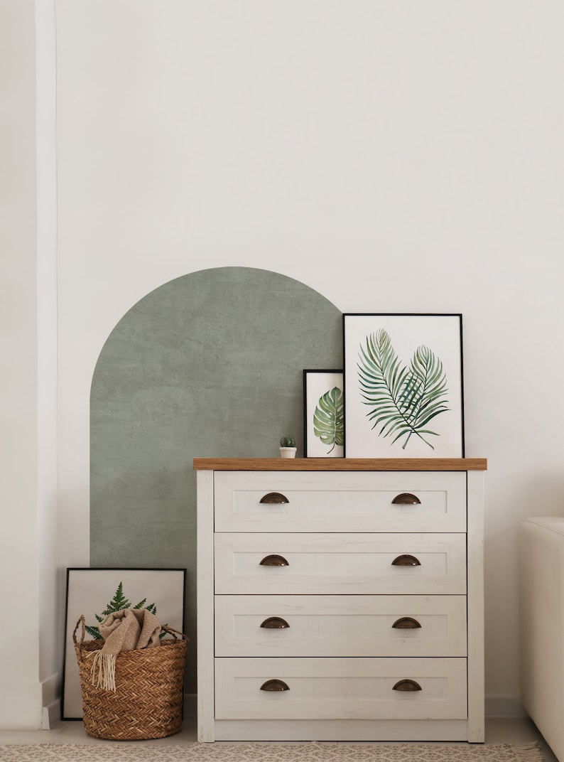 Venetian Plaster Faux Texture Arch Wall Sticker, Sage - Peel and Stick ...
