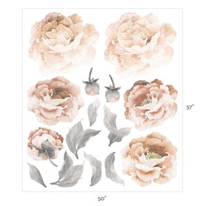Bloom Flower Wall Stickers, Light Grey - Peel and Stick Removable ...